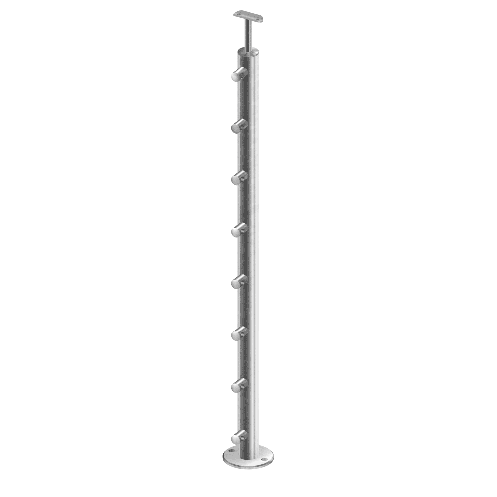 Poteau inox 8 lisses en barres horizontales – Ø 42,4 mm – Pose ...