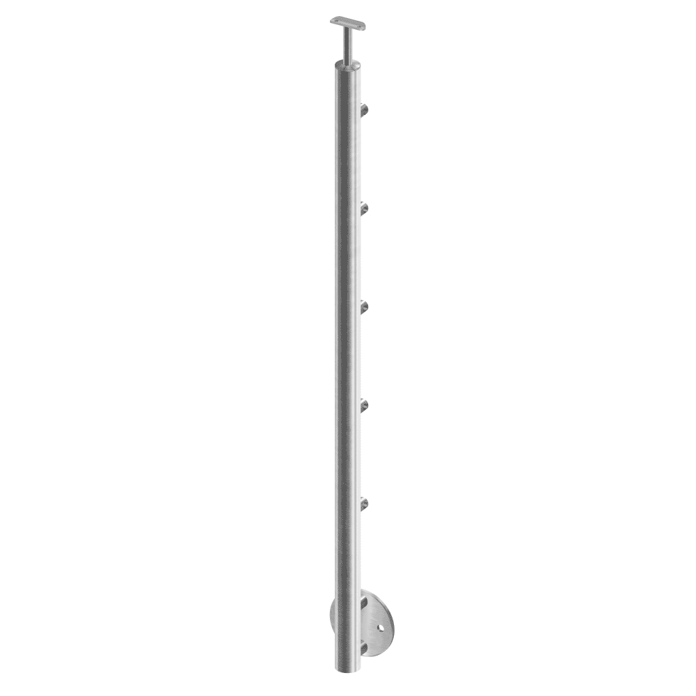 Poteau inox Ø 42 mm – 5 barres – Fixation à l’anglaise | Inox Design