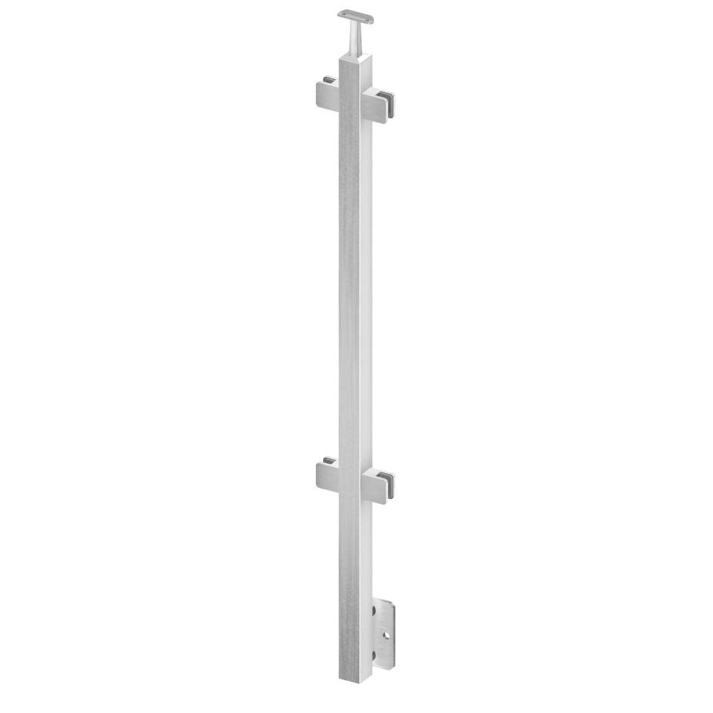 Poteau Carré inox pour Garde-Corps Vitré Pose à l'Anglaise | Inox Design